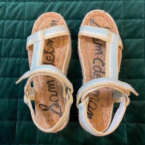 Sam Edelman | Shoes | Sam Edelman Blue And Tan Platform Sandals | Poshmark